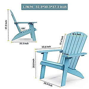 Hinriro 30.3" Width Adirondack Chair, 4 Steps Easy Installation Patio Chairs, Looks Like Real Wood, Widely Used in Outdoor, Fire Pit, Deck, Outside, Garden, Campfire Chairs(Blue)…