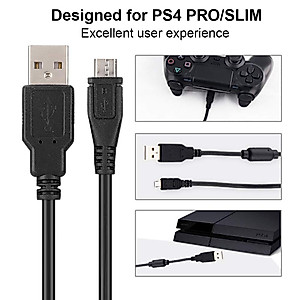 Tosuny 1.8M Micro USB Cable, Charger Cable Cord with Magnet Ring for PS4 / Slim/Pro Controller Gamepad
