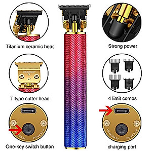 candyfouse Hair Clippers for Men,Cordless Rechargeable Hair Trimmer Metal Body Cutting Grooming Kit Beard Shaver Barbershop Professional (Rainbow)