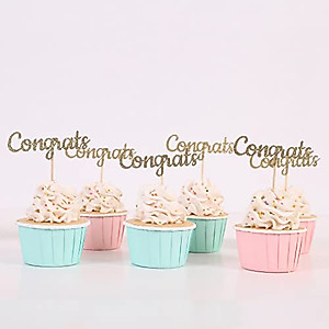 Congrats Cupcake Toppers for Graduation - Congratulations Food Picks, Graduation party decorations, Retirement Cupcake Toppers, Glitter Congrats 2022