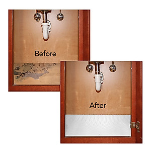 Resilia Premium Under The Sink Mat- Large Universal Size, Cut to Fit Cabinets, Shelf & Drawer Liners, Thick Plastic Diamond Plate Surface, 24 x 48 inches, Pure White