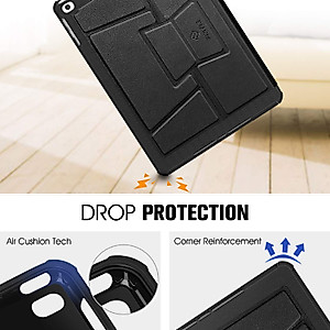 Fintie Magnetic Stand Case for iPad 6th / 5th Generation (2018/2017), iPad Air 2 / Air 1 (9.7 Inch) - [Multiple Secure Angles] Shockproof Rugged Soft TPU Back Cover, Auto Wake/Sleep, Black