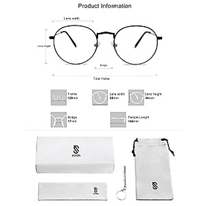 SOJOS Blue Light Blocking Computer Glasses Round Eyewear Anti Blue Light Lens Preppy Chic SJ5024 with Matte Black Frame/Anti-Blue Light Lens
