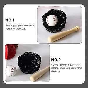 NUOBESTY Halloween Miniatures 1 Set of Miniature Baseball Bats Gloves Kit Decorative Simulation Tiny House Accessories Baseball Birthday Decorations