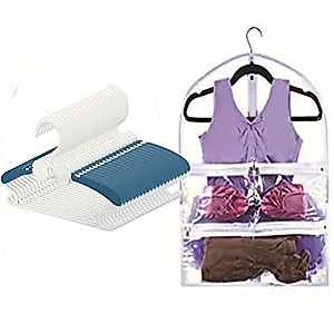 WJWSKI 20pcs Baby Kids Hangers for Nursery Closet and Kids Dance Garment Bags with 3 Pockets, 35x24x3“ Gusset Lightweight Clear Full Zipper Suit Bag for Competitions Costumes & Travel