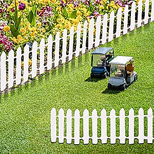 Prsildan 40 Inches Miniature Fairy Garden Fence, DIY Wood Picket Fence Mini Ornament for Dollhouse