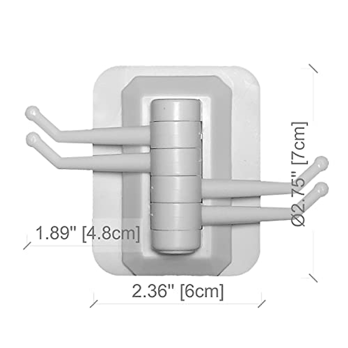 Fineget Wall Adhesive Hooks for Hanging Towel Key Hat Bathroom Kitchen Door Hooks 4 Rotatable Arms Sticky Retail Hooks White 8 Pairs