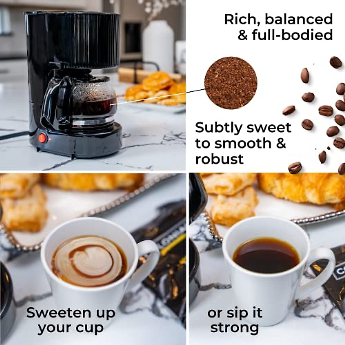 Colonial Coffee Roasters In-Room Hotel Ground Coffee Filter Portion Packs, Dark Roast, 0.50 Ounce (Pack of 150), Use with 4-Cup Drip Coffee Machine