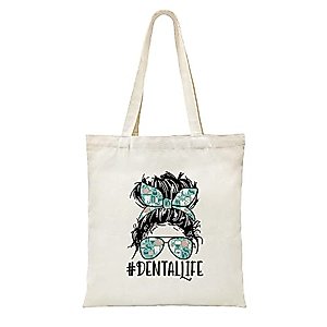 ZHANTUONE Denta Life，The Best Birthday Gift for Dentists, For Women Dental Hygienist Tote Bag，Dental Hygienist Gifts，Dental Assistant Gifts，Dental Hygienist Student Gifts，Funny Dentists Gift