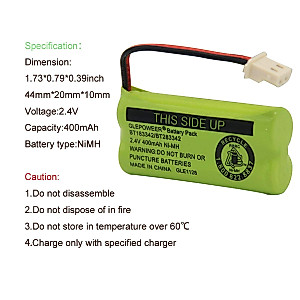 DM221 BT183342/BT283342 2.4V 400mAh Ni-MH Battery Pack, Also Compatible with Cordless Phone Batteries BT166342/BT266342 BT162342/BT262342 CS6709 CS6609 CS6509 CS6409 EL52100 EL50003(2 Pack)