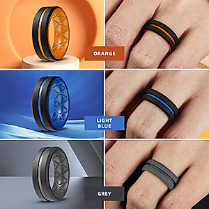 Egnaro Silicone Ring Men 1/4/6 Multipack Breathable Mens Silicone Rubber Bands Wedding Rings for Men Engagement Bands - 8mm Width 2mm Thickness…