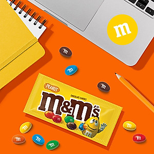 M&M'S Full Size Peanut Milk Chocolate Candy Bulk Pack, 1.74 oz, 48 ct Box