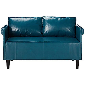 Christopher Knight Home Bellerose Leather Settee, Teal Dimensions: 26.00”D x 54.75”W x 27.50”H