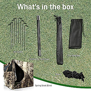 SereneLife Two Person Hunting Blind - Water Resistant Durashell Plus Hunting Ground Blind Tent Pop Up Blinds for Hunting w/Shadow Guard, Polyester Fabric, Includes Carry Bag/Tie-Down Cords - SLHT49