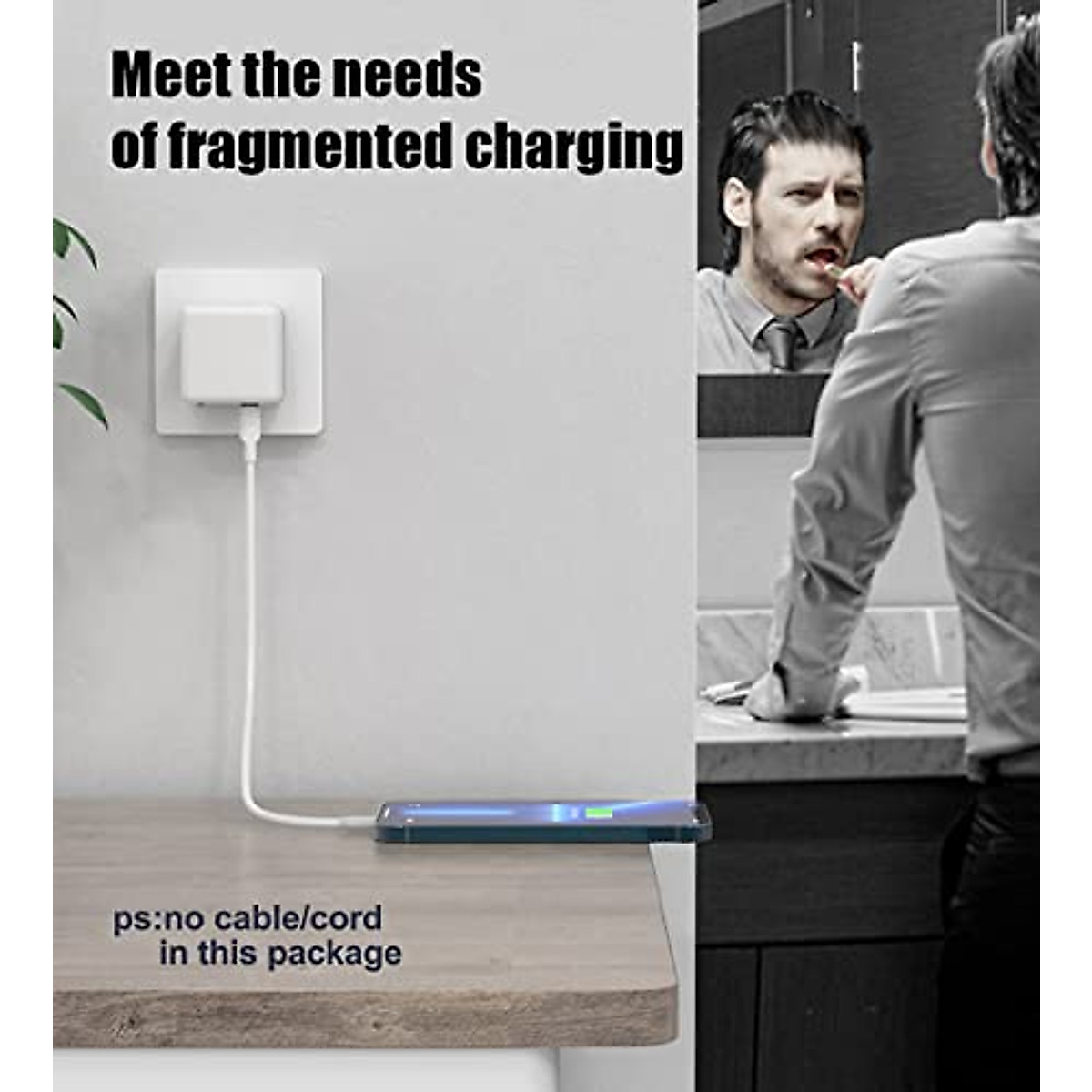 iPhone Dual USB-C Port Compact Power Adapter [GaN] PD 3.0 Foldable USB Type C Plug Fast Wall Charger Block for iPhone 14 13 12 11 Pro Max Plus Mini, iPad, AirPods, MacBook Air【Without Cable】