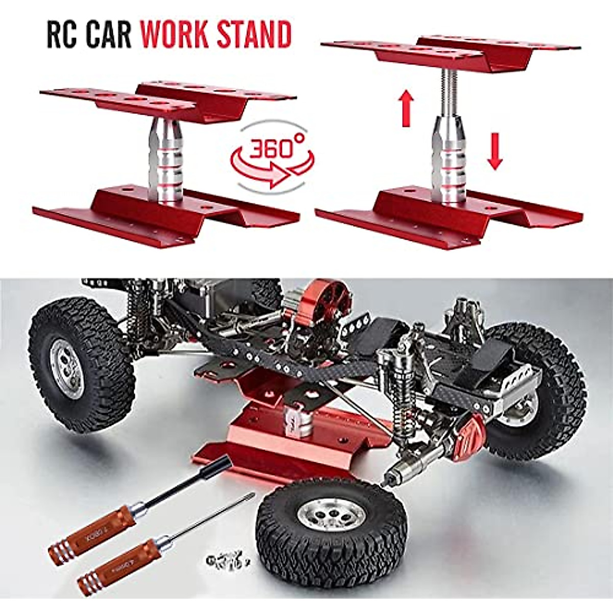 RC Car Tool Kit 25Pcs Hex Nut Drivers Phillips Screwdriver Stand Pliers, Wrench, Reamer, Repair Tools for Rc Car DJI Drone Traxxas Boat Quadcopter Drone Helicopter Airplane (Red)