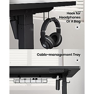 SIAGO Electric Standing Desk Adjustable - 55 x 24 Inch Sit Stand Desk with Cable Management - Adjustable Height Stand up Computer Table Desks for Home Office Work