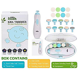 Baby Nail Trimmer File Electric - [Upgraded] Safe Nail Clippers with 12 Units Gift for Newborn Toddler Kids or Women Toes and Fingernails, Care, Polish and Trim, AA Battery Operated (Not Include)
