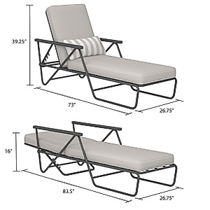 Novogratz 88063CWG1E Poolside Gossip Collection, Connie Outdoor Chaise Lounge, Gray