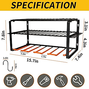 Intpro Power Tool Organizer Tool Storage And Organization Wall Mount Power Tool Holder Accessories Utility Tool Rack Hanger Shelf For Cordless Drill Wrench Screwdriver Garage