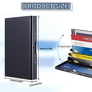 cobee Metal RFID Credit Card Holder, 2 Pieces Stainless Steel Credit Card Case Protector Business Card Wallet Slim ID Card Holders 6 Card Slots for Men Women