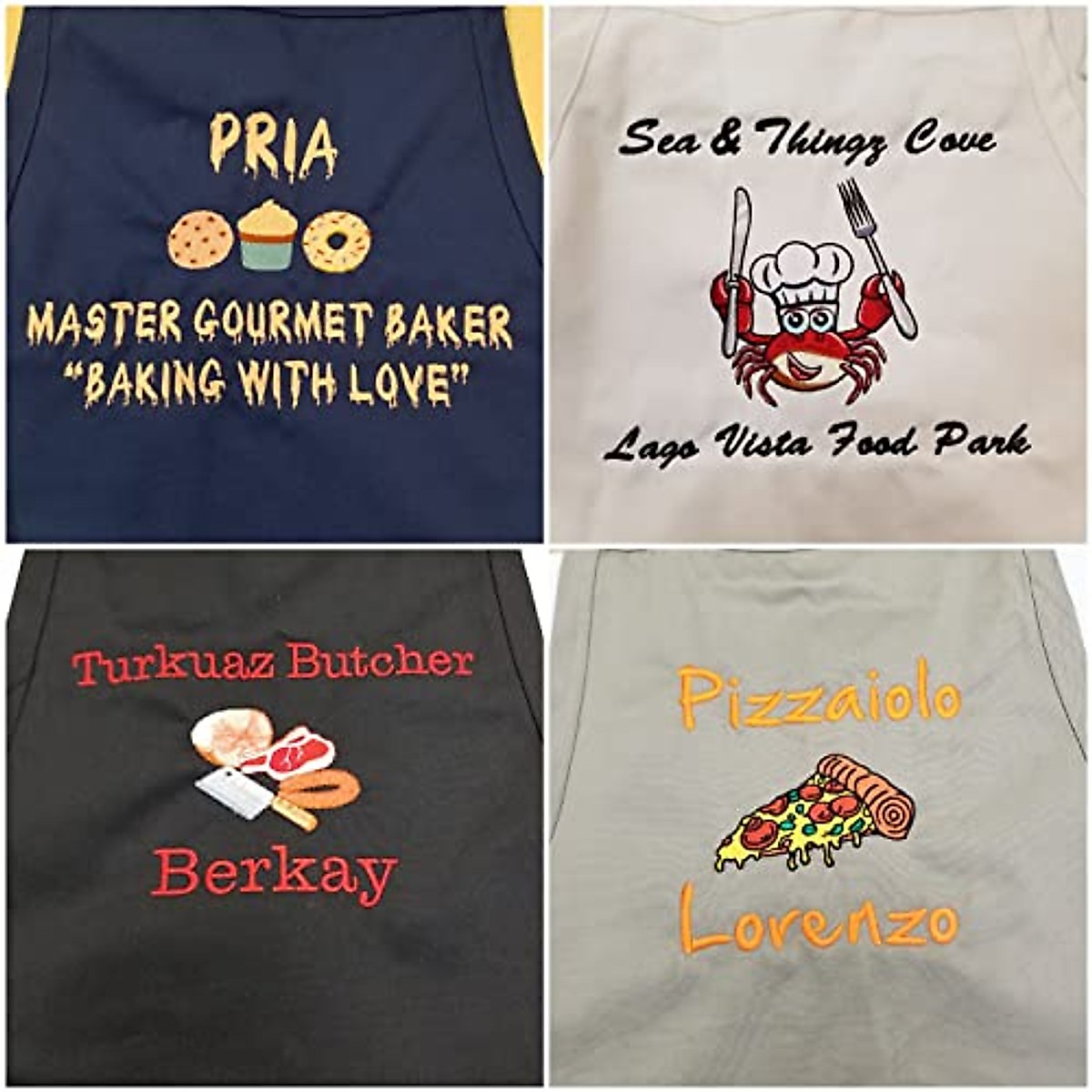 Custom Embroidered Aprons Add Text or Design (Add Text, Dark Grey)