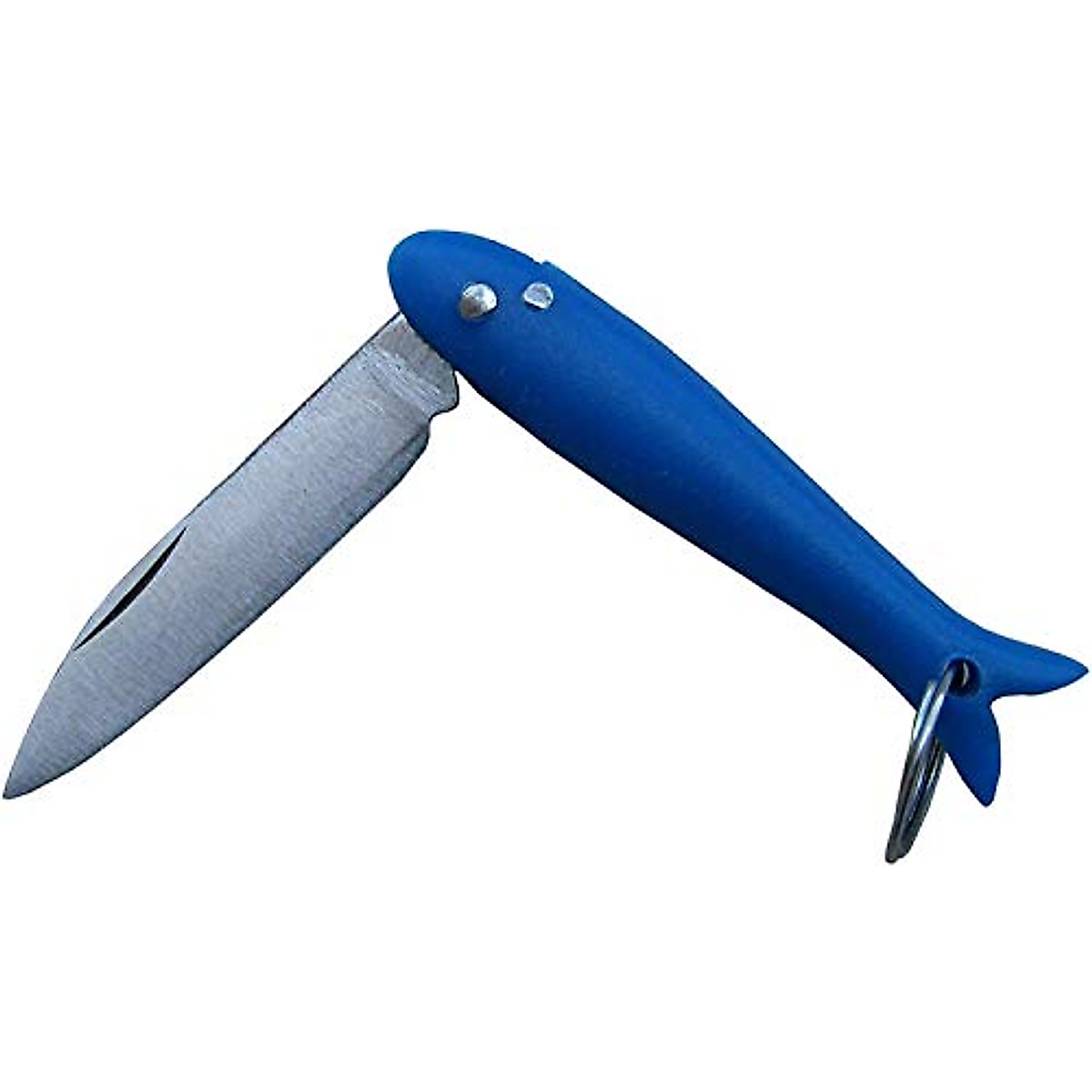 Glittering Bazaar Fish Smallest Mini Micro Handmade Key ring Pocket Folding Folder Knife, Stainless Steel, Multi Purpose Portable, Tiny Blade (Blue)