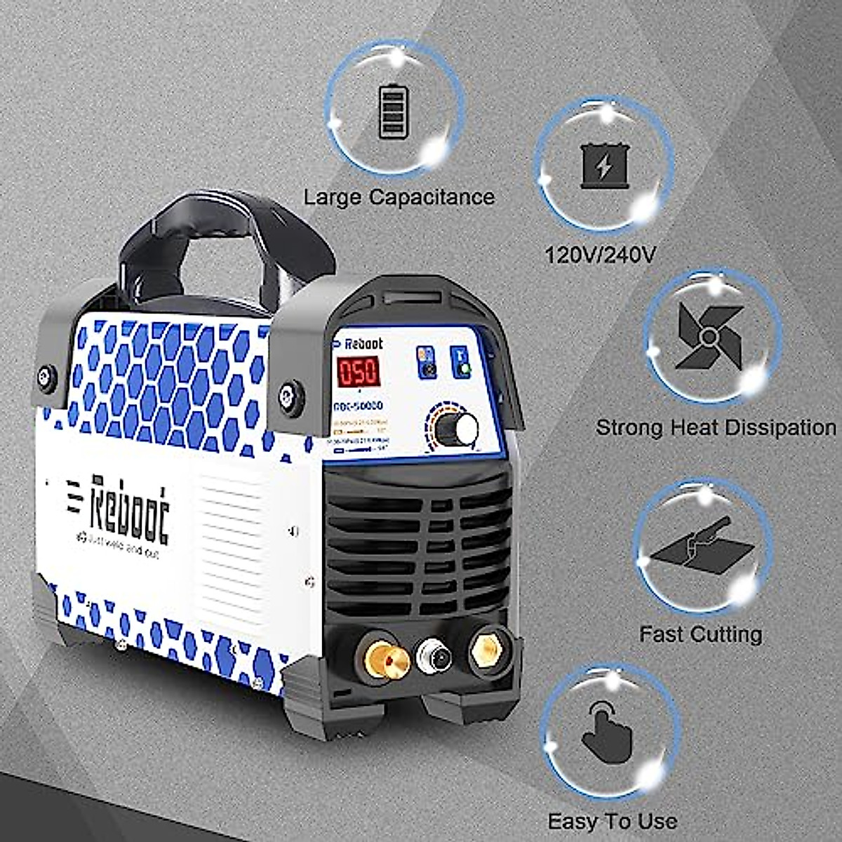 Plasma Cutter 50 Amp 1/2" Clean Cut CUT50D 110V/220V IGBT Air Plasma Cutting Machine Compact Metal Cutter High Frequency Inverter Cutting for Alloy Mild Steel Cast Iron and Chrome