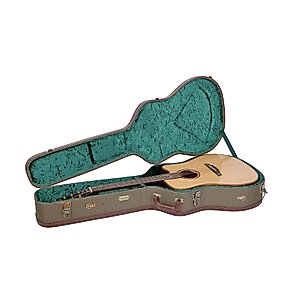 Crossrock Vintage Style Wood case for Dreadnought Acoustic Guitars with Removable Shoulder Straps-Green(CRW700DGN)