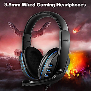 QUZHI 3.5mm Wired Gaming Headphones Over Ear Game Headset Noise Canceling Earphone with Microphone Volume Control for PC Laptop Smart Phone