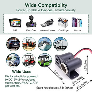 Dual USB Outlet Cigarette Lighter Socket Splitter 12V 4.2A Car Charger Power Outlet Adapter Replacement with Blade Fuse for RV Boat Marine Truck ATV UTV Bus etc