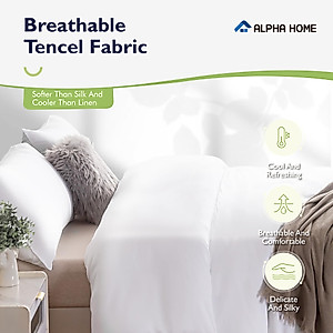 ALPHA HOME Duvet Cover Set King Size, 100% Tencel Lyocell, Luxury and Silky Soft Bedding Cover Set Cooling Duvet Cover Set for Hot Sleepers (1 Duvet Cover, 2 Pillowcases)