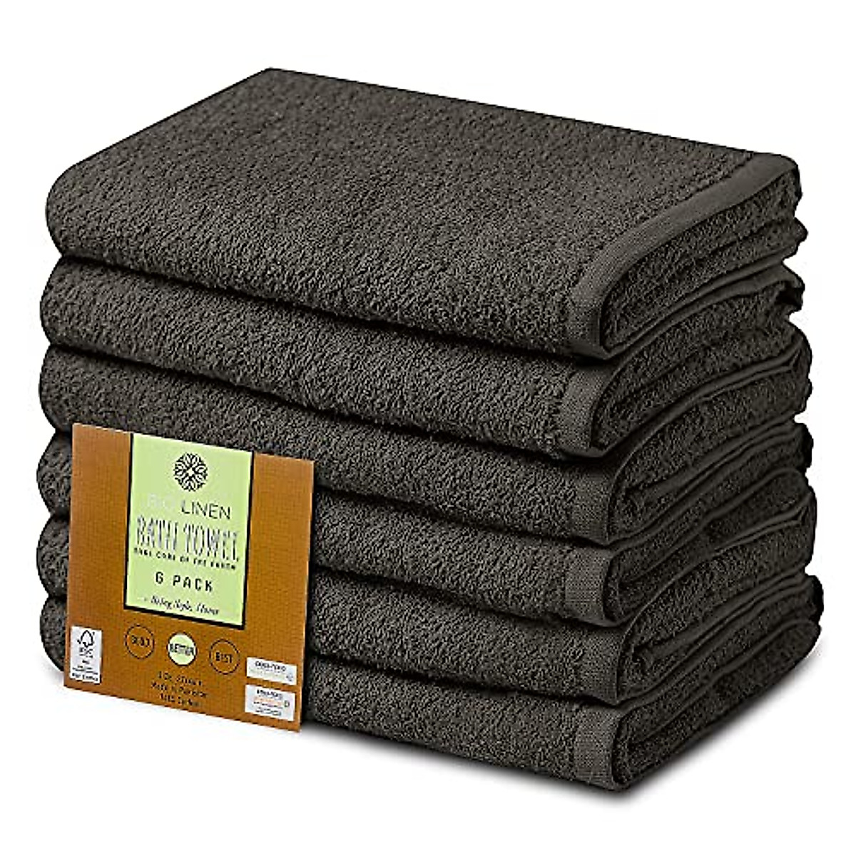 Cotton Bath Towels Set Grey 22" x 44" Pack of 6 Ultra Soft 100% Cotton Bath Towel Charcoal Grey Highly Absorbent Daily Usage Bath Towel Ideal for Pool Home Gym Spa Hotel
