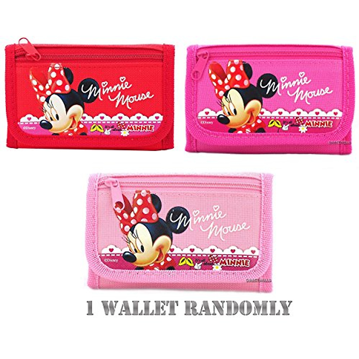 Disney Minnie Mouse Trifold Wallet - 1 WALLET PINK OR HOT PINK RANDOMLY