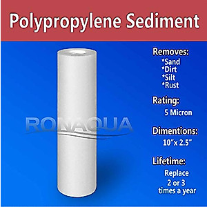 5M-4PK 5-Micron Sediment Water Filter Cartridge WELL-MATCHED with P5, AP110, WFPFC5002, CFS110, RS14, WHKF-GD05, 4-Pack