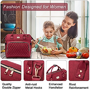 Artelaris Lunch Bags for Women, Insulated Lunch Bag, Large Leak Proof Lunch Cooler Bag, Lunch Tote Bag for Work, Meal Prep Lunch Box for Women, Red and Grey