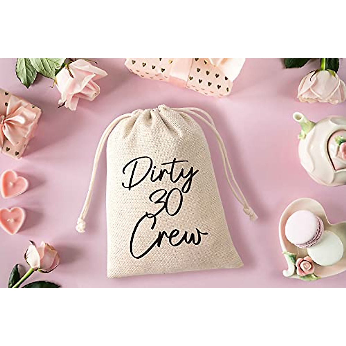 Dirty 30 Crew Gift Bags, Birthday Party Pouches With Drawstring, Party Wedding Favors, Supplies, Decoration - 5 Pcs per Pack(A12)