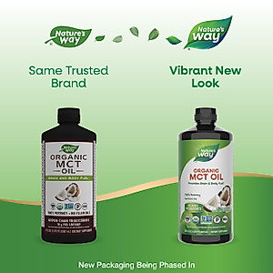 Nature's Way Organic MCT Oil, 30 Fl Oz, Brain and Body Fuel from Coconuts*, C8 Caprylic Acid and C10 Capric Acid, Keto and Paleo Certified, Organic, Non-GMO Project Verified (Packaging May Vary)