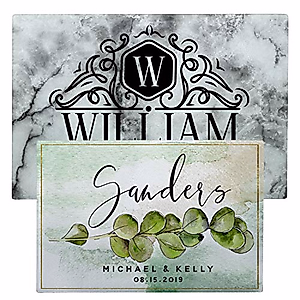 Personalized Cutting Board - 12 Designs, Glass Cutting Board - Wedding Gifts for Couples, Housewarming Gifts, Gift for Parents and Grandma, Kitchen Sign - Large Rectangle