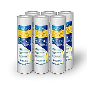 5 Micron Sediment Water Filter Cartridge 10"x 2.5", Four Layers of Filtration, Removes Sand, Dirt, Silt, Rust, Made from Polypropylene for any RO Units or Whole House Water Filtration Systems 6 Pack