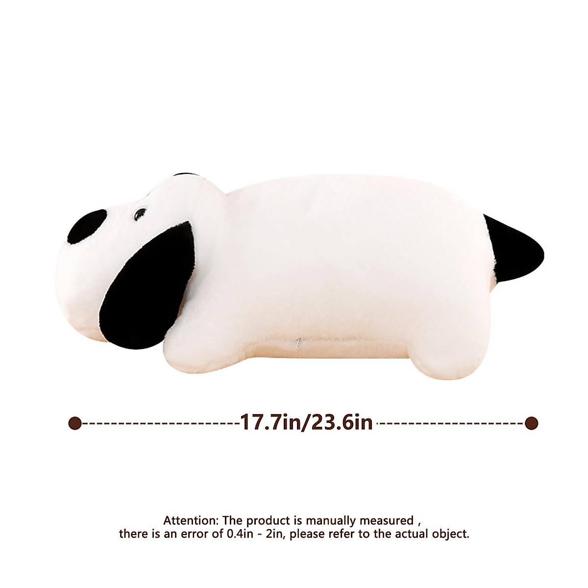 Haengbuk-Soft Puppy Plush Pillow, 23.6in/60cm Cute Stuffed Animals Toy, White and Black Dog Hugging Pillow, Gift for Kids and Friends