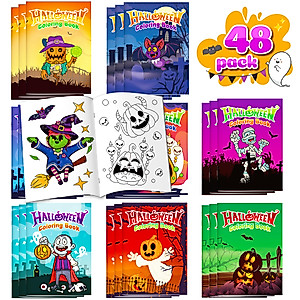 D-FantiX Halloween Coloring Books Bulk for Kids Ages 3-8, 48 Pack Mini Coloring Books Party Favors, Trick or Treat Goodie Bag Stuffer Fillers Gifts Fun Activity Decorations Supplies