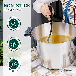 MAGNAWARE 10 Quart Cast Aluminum Stock Pot with Lid - Durable & Lightweight Soup Pot with Even Heat Distribution & Retention - Professional Cookware Stockpot with Silicone Handle Covers