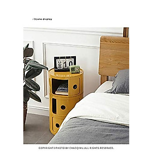SJYDQ Nordic Bedside Table Simple Round Small Cabinet Mini Creative Plastic Side Cabinet Multi-Layer Lockers Multicolor (Color : Black)