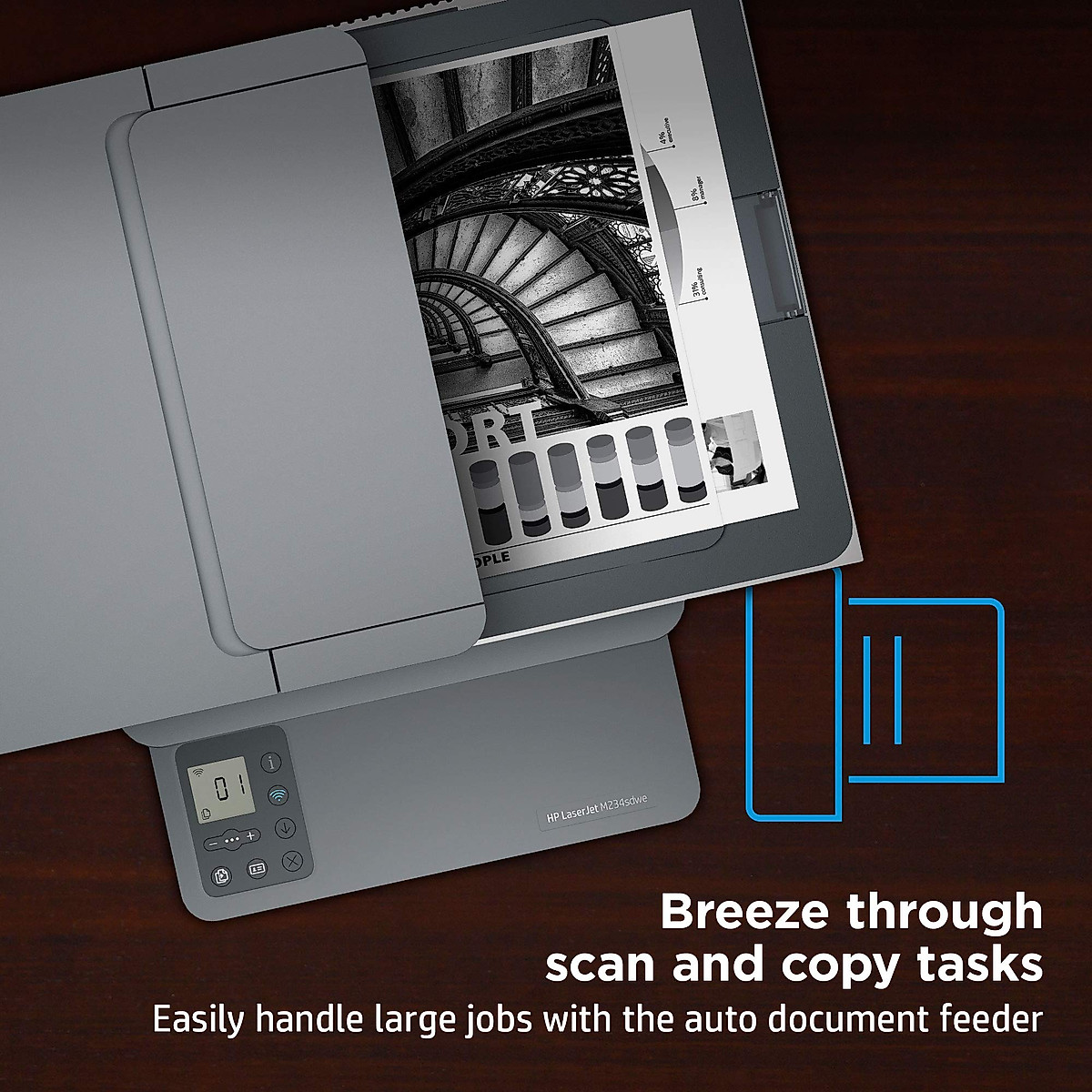 HP LaserJet MFP M234sdwe Wireless Monochrome All-in-One Printer with built-in Ethernet & fast 2-sided printing, HP+ and bonus 6 months Instant Ink (6GX01E)