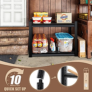 Rufokisa 40" W 2-Tier Garage Shelving Heavy Duty, 1000LBS Loads Garage Storage Shelves, Metal Shelving Units and Storage Racks, Industrial Utility Shelf Heavy Duty,40" Wx16 Dx36 H, Black