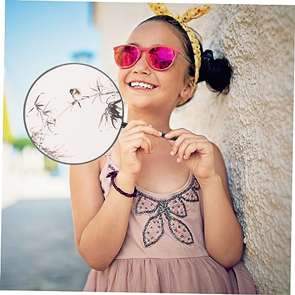 Veemoon 2pcs Retro Round Fan Japanese Hand Fan Vintage Decor Silk Fans Chinese Round Fan Paddle Dancing Fan Ancient Hand Fan Traditional Fan Classic Hand Fan Round Hand Fan Photo Fan