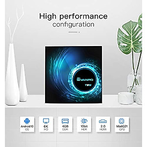 Android 10.0 TV Box Smart Android TV Box Media Player Quad-Core 4GB RAM 64GB ROM Support 2.4G WiFi/H.265/ USB 2.0/ 100M LAN/ 3D 6K Ultra HD