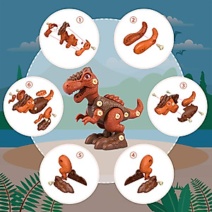 Bottleboom Dinosaur Toys, Take Apart Toys with Electric Drill,STEM Building Learning Set Toy for Kids 3 4 5 6 7 Years Old Boys Girls Easter Christmas Birthday Gifts