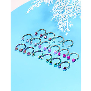 Cisyozi 14G Nipple Piercing Jewelry Nipple Rings for Women Stainless Surgical Steel Horseshoes Nipple Rings Cartilage Lobe Gauges Earring Hoop Set Nipplering Piercing Jewelry Men 14mm (9/16") Purple